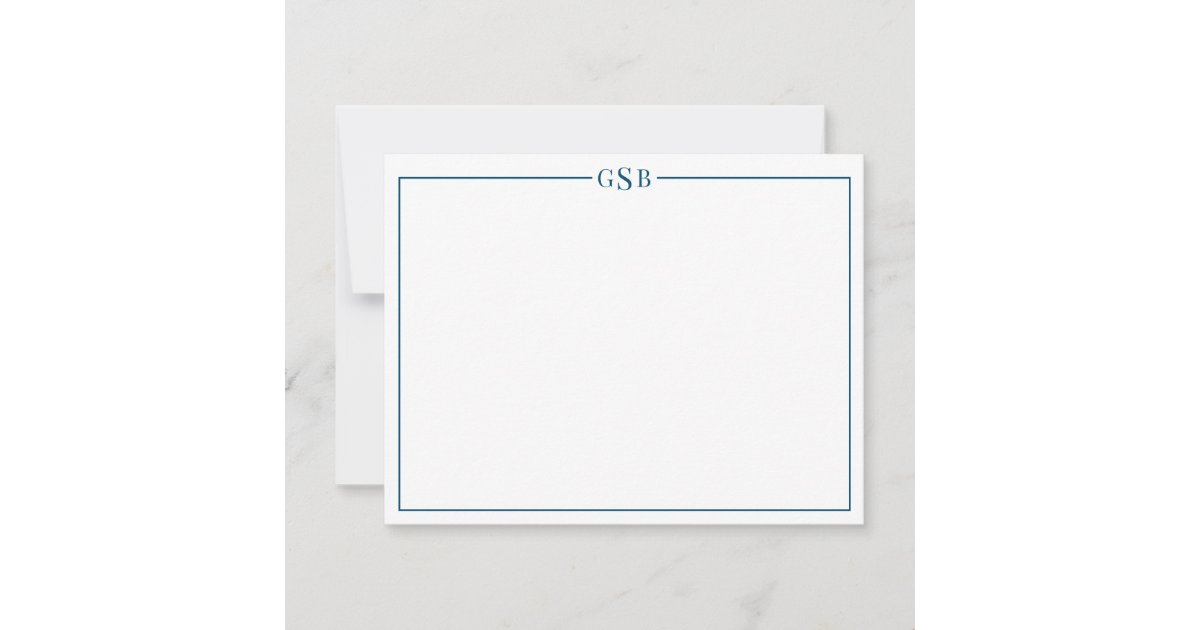 Modern Monogram Navy Blue Personal Stationery Note | Zazzle