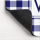 Modern Monogram Navy Blue & White Gingham Pattern Mouse Pad | Zazzle