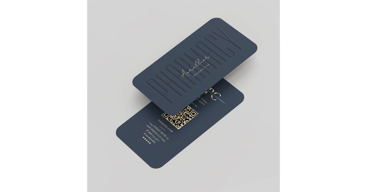 Modern Monogram Pharmacy Pharmacist ElegantBlue Business Card | Zazzle