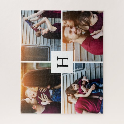Modern Monogram Photo Collage Jigsaw Puzzle | Zazzle