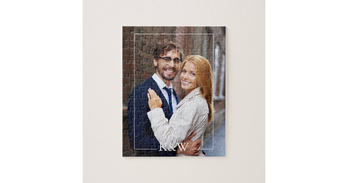 Modern Monogram Photo Jigsaw Puzzle | Zazzle