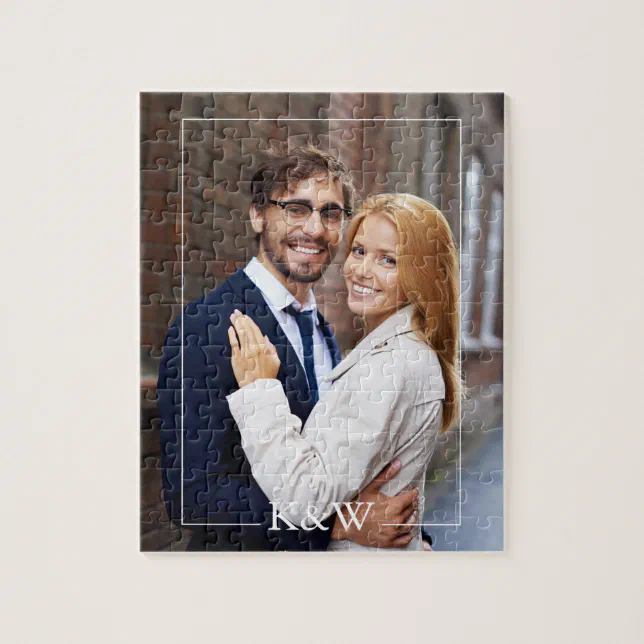 Modern Monogram Photo Jigsaw Puzzle | Zazzle