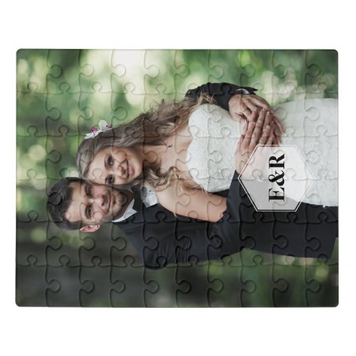 Modern Monogram Photo Jigsaw Puzzle | Zazzle