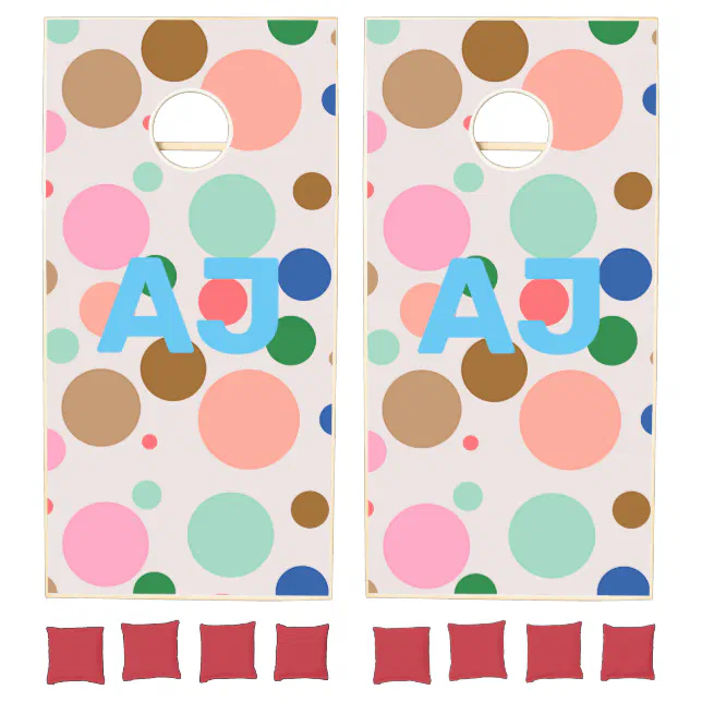 Modern Monogram Polka Dot Pattern Cornhole Set | Zazzle