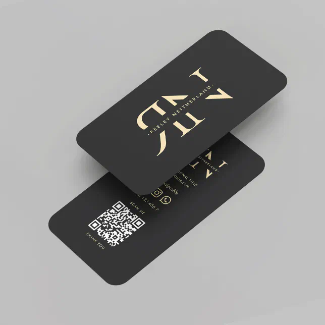 Modern Monogram Professional Initials Black Gold Business Card | Zazzle