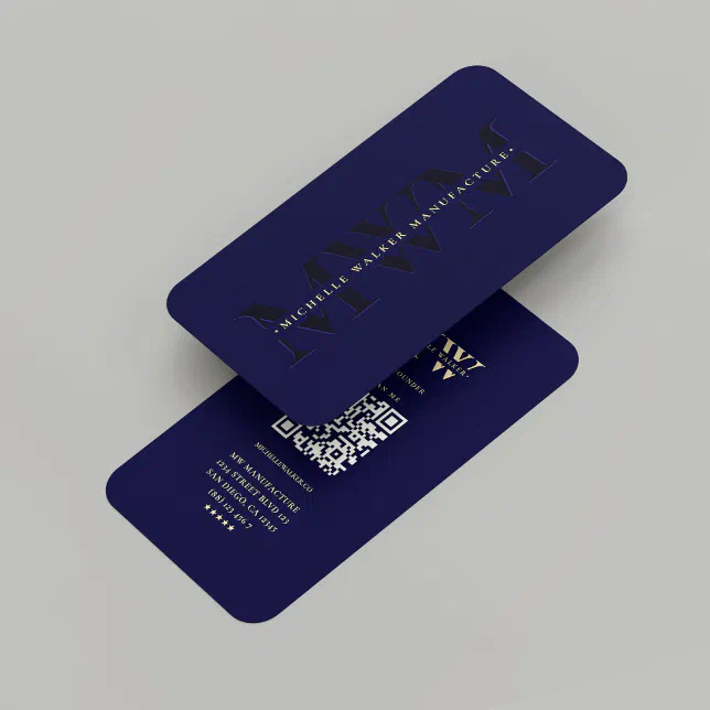 Modern Monogram Professional Midnight Blue Business Card | Zazzle