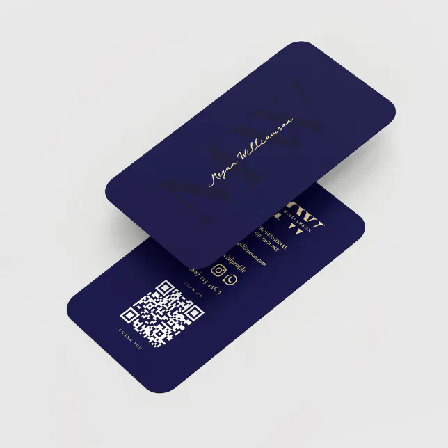Modern Monogram Professional Midnight Blue Business Card | Zazzle