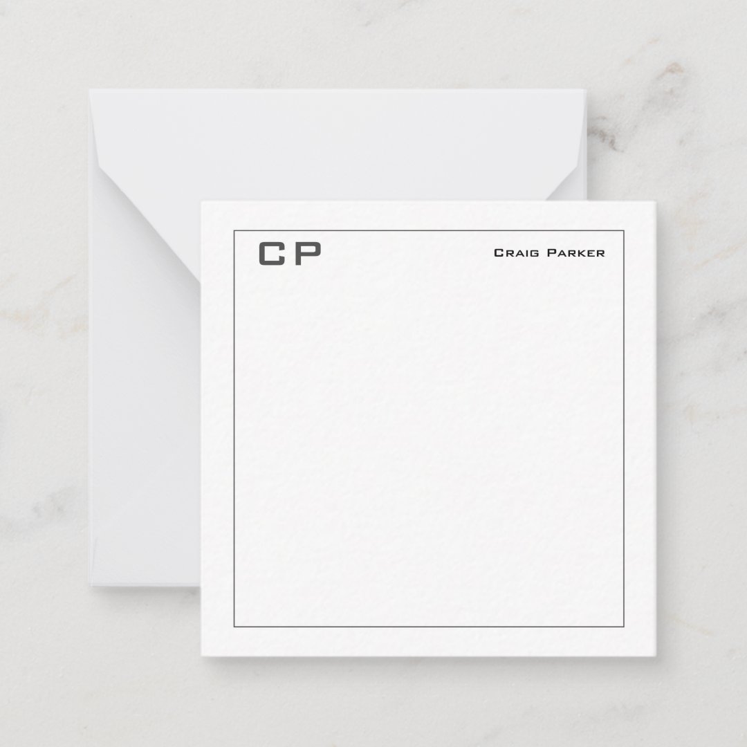 Modern Monogram Professional Plain Minimalist Note Card | Zazzle