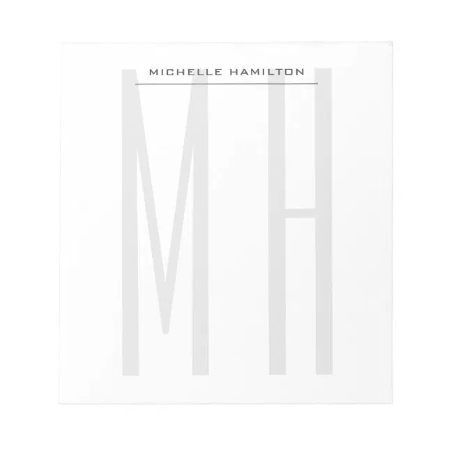 Modern Monogram Professional Plain Minimalist Notepad | Zazzle