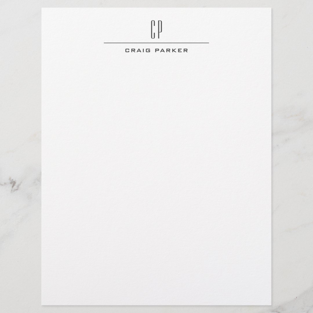 Modern Monogram Professional Plain Simple Minimal Letterhead | Zazzle