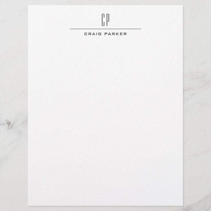 Modern Monogram Professional Plain Simple Minimal Letterhead | Zazzle