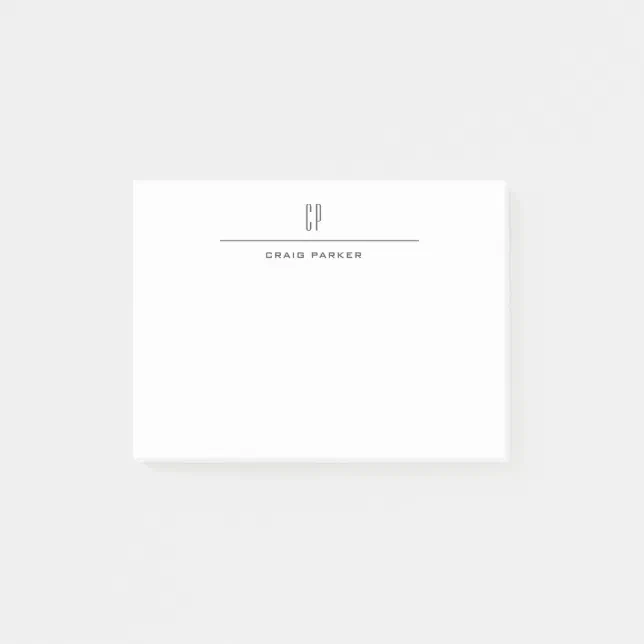 Modern Monogram Professional Plain Simple Minimal Post-it Notes | Zazzle