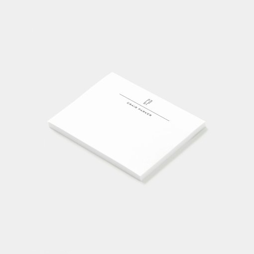 Modern Monogram Professional Plain Simple Minimal Post-it Notes | Zazzle
