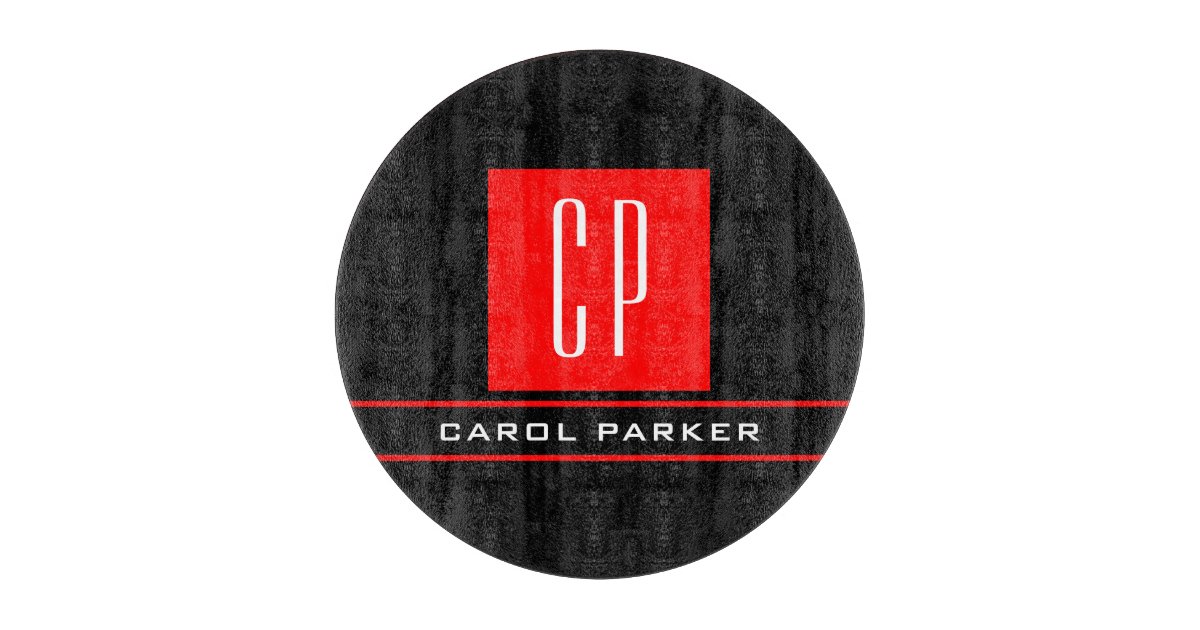 Modern Monogram Professional Plain Simple Name Cutting Board | Zazzle