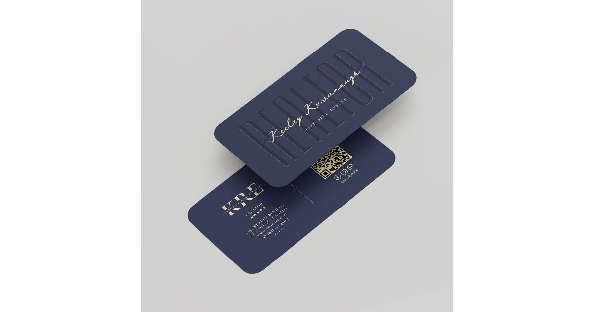 Modern Monogram Realtor Real Estate Agent Blue Business Card | Zazzle