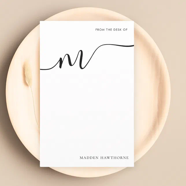 Modern Monogram Script Calligraphy Note Paper | Zazzle