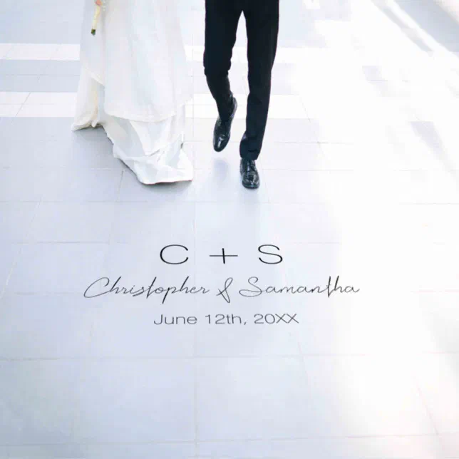 Modern Monogram Script Custom Wedding Floor Decals | Zazzle