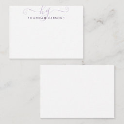 Modern Monogram Script Initials Purple Note Card | Zazzle