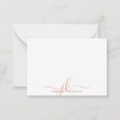 Modern Monogram Script Initials Terracotta Note Card | Zazzle