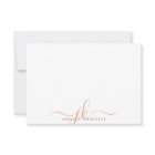 Modern Monogram Script Initials Terracotta Note Card | Zazzle