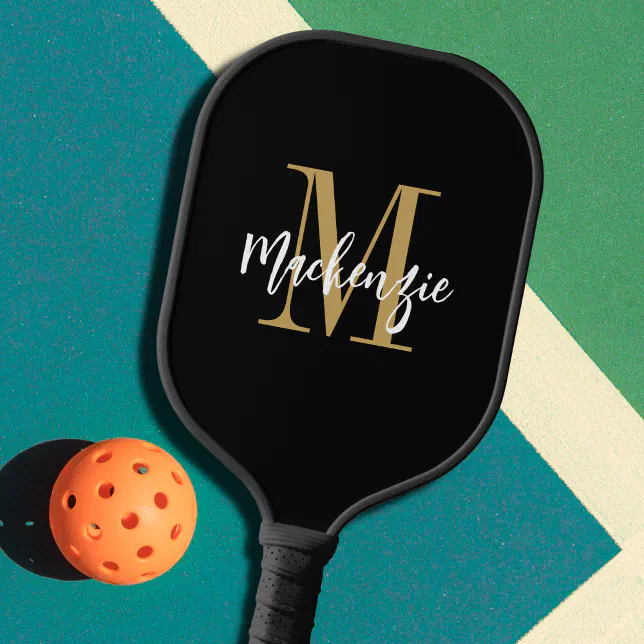 Modern Monogram Script Name Custom Color Pickleball Paddle | Zazzle