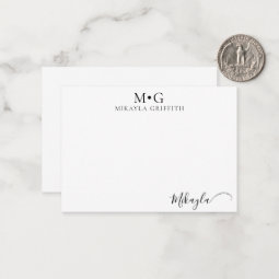 Modern Monogram Stylish Script Custom Note Card | Zazzle