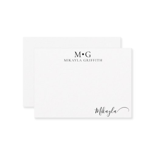 Modern Monogram Stylish Script Custom Note Card | Zazzle