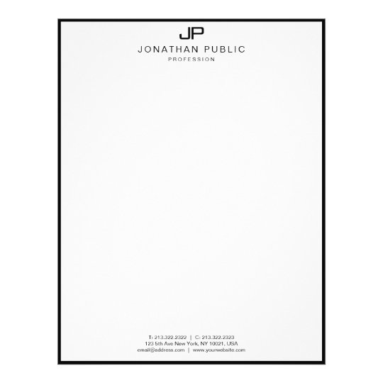 Modern Monogram Template Elegant Black White Letterhead | Zazzle.com