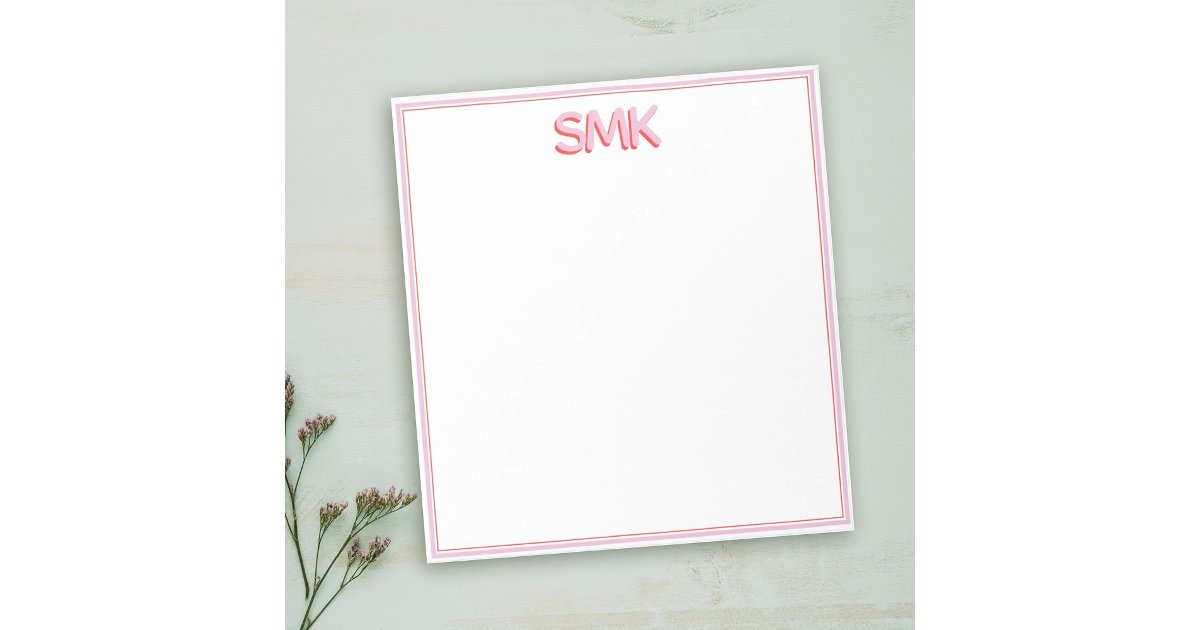 Modern Monogram Trendy Shadow Initials Stylish Notepad | Zazzle