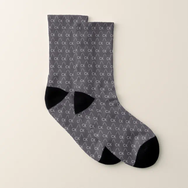 Modern Monogram w/ Designer Pattern Socks | Zazzle