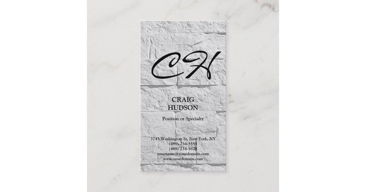 Modern Monogram Wall Brick Design Business Card | Zazzle