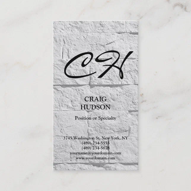 Modern Monogram Wall Brick Design Business Card | Zazzle
