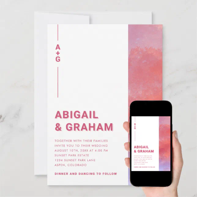 Modern Monogram Wedding Invitation | Zazzle