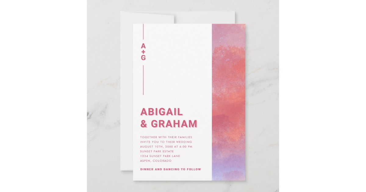 Modern Monogram Wedding Invitation | Zazzle