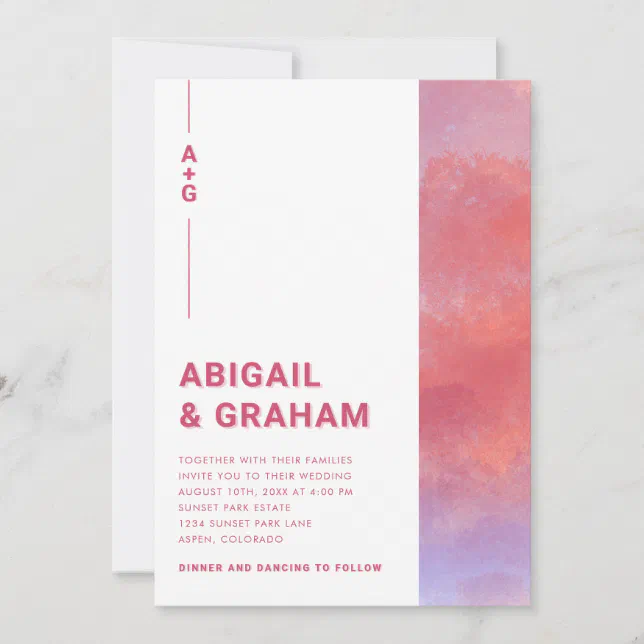 Modern Monogram Wedding Invitation | Zazzle