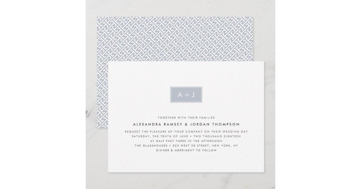 Modern Monogram Wedding Invitation | Slate | Zazzle