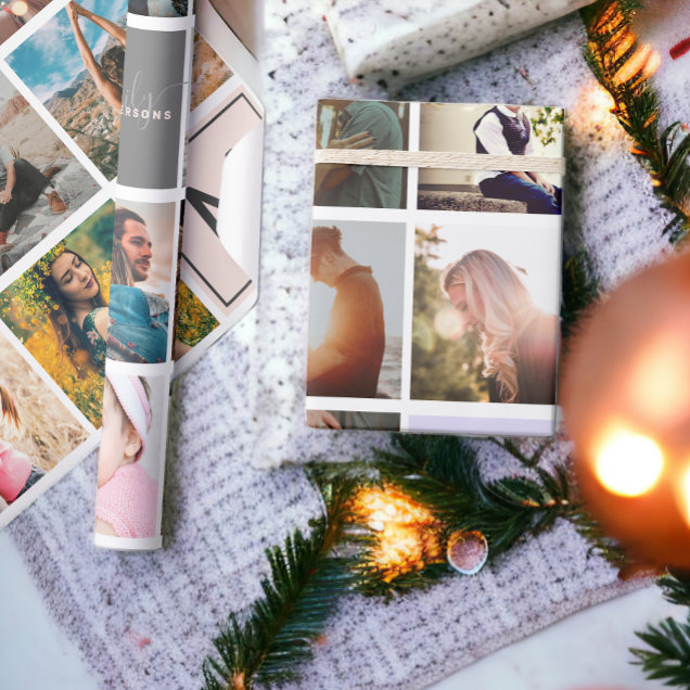 Create Your Own Custom Photo Grid Wrapping Paper | Zazzle