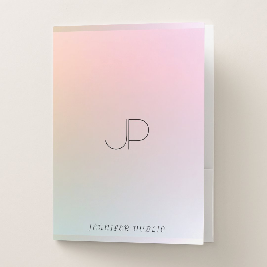 Modern Monogrammed Elegant Colorful Template Pocket Folder | Zazzle