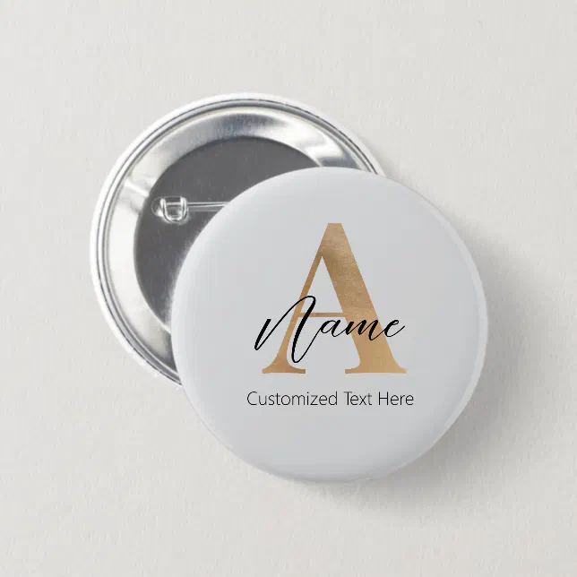 Modern Monogrammed Initial A & Name Personalized Button | Zazzle