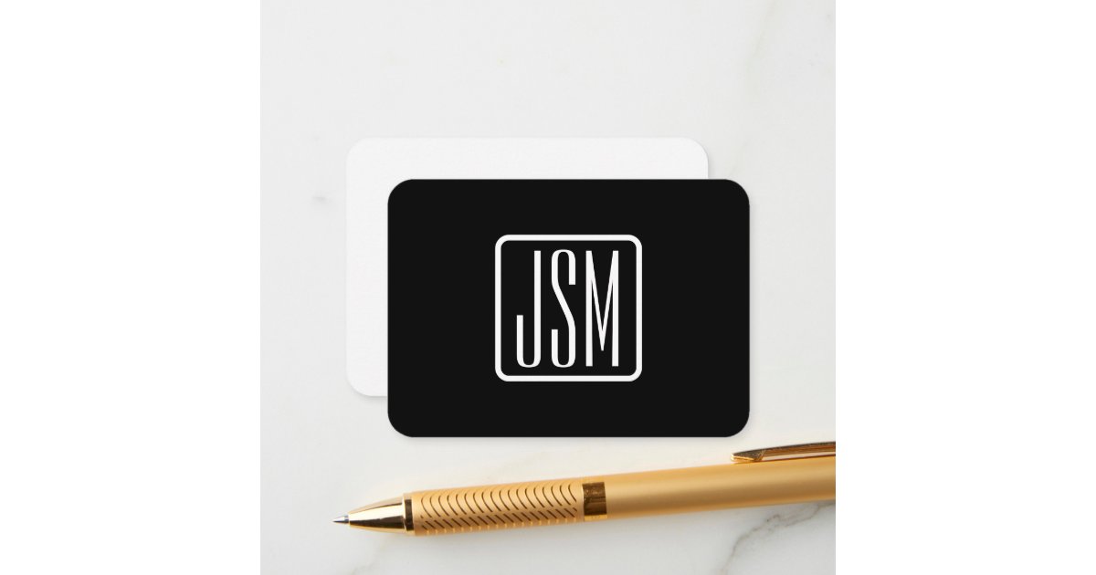 Modern Monogrammed Initials | Black & White Enclosure Card | Zazzle