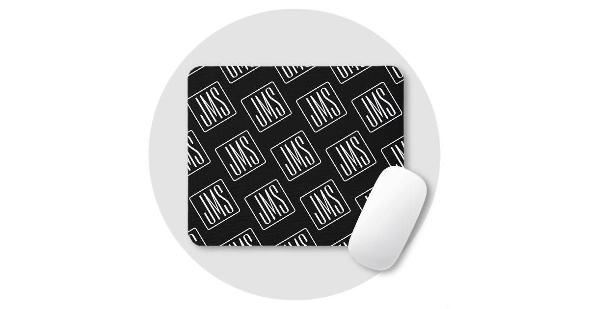 Modern Monogrammed Pattern | Black & White Mouse Pad | Zazzle