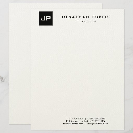 Modern Monogrammed Simple Trendy Template Letterhead | Zazzle