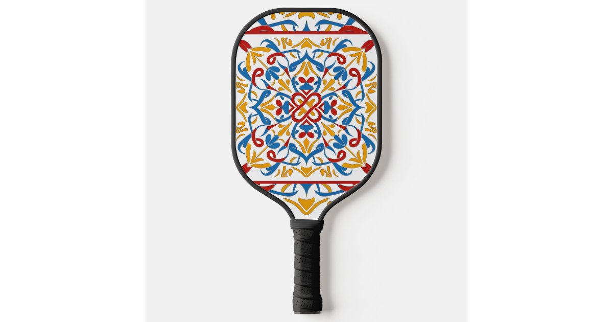 modern mosaic, Mandala-Pattern Pickleball Paddle | Zazzle