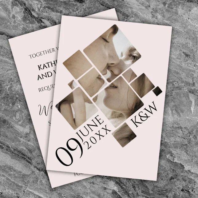 Modern Mosaic with monogram wedding Invitation | Zazzle