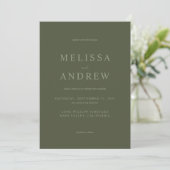Modern Moss Green Elegant Wedding Invitation | Zazzle