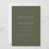 Modern Moss Green Elegant Wedding Invitation | Zazzle