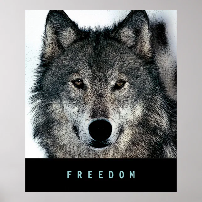 Modern Motivational Freedom Wolf Poster Print | Zazzle