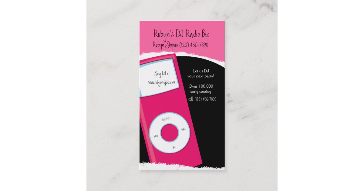 Modern MP3 player DJ RADIO Business Card | Zazzle