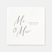 Modern Mr. and Mrs. script minimalist wedding Napkins | Zazzle