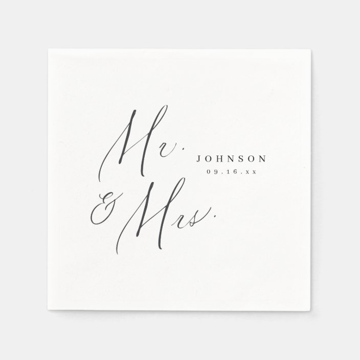 Modern Mr. and Mrs. script minimalist wedding Napkins | Zazzle.com
